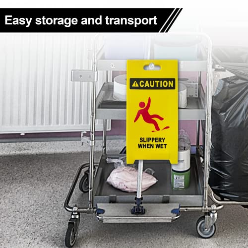 8 NET 12-Pack Caution Wet Floor Sign with Graphic, 19ββ height, durable corrugated plastic, double-sided English/Spanish Wet floor Caution Stand for indoors and outdoors, Avoid Fall & Slip Accident