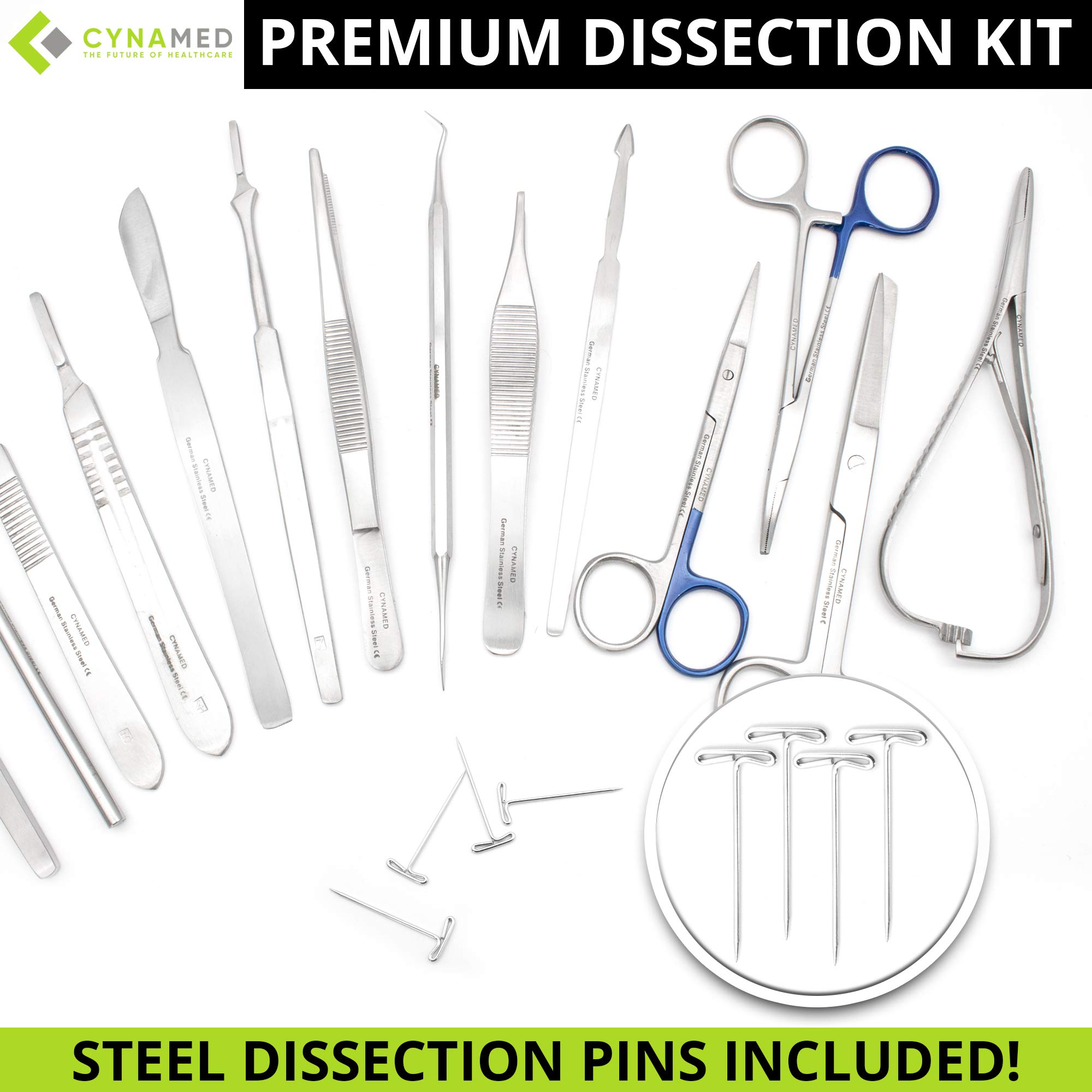 20Pcs Advanced Dissection Kit for Medical Biology & Veterinary Students- Anatomy Lab Botany Animal Frog Dissecting Kit. Stainless Steel Scalpel Knife Handle Blades - Premium Tools