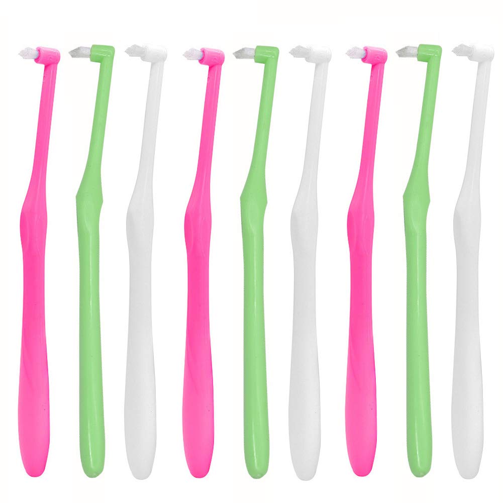 Angzhili 9 Pieces Interspace Toothbrush,End Tuft Orthodontic Toothbrush Tapered Orthodontic Brush for Hard to Reach Areas,Gap Toothbrush for Orthodontic Braces Bridges and Implants