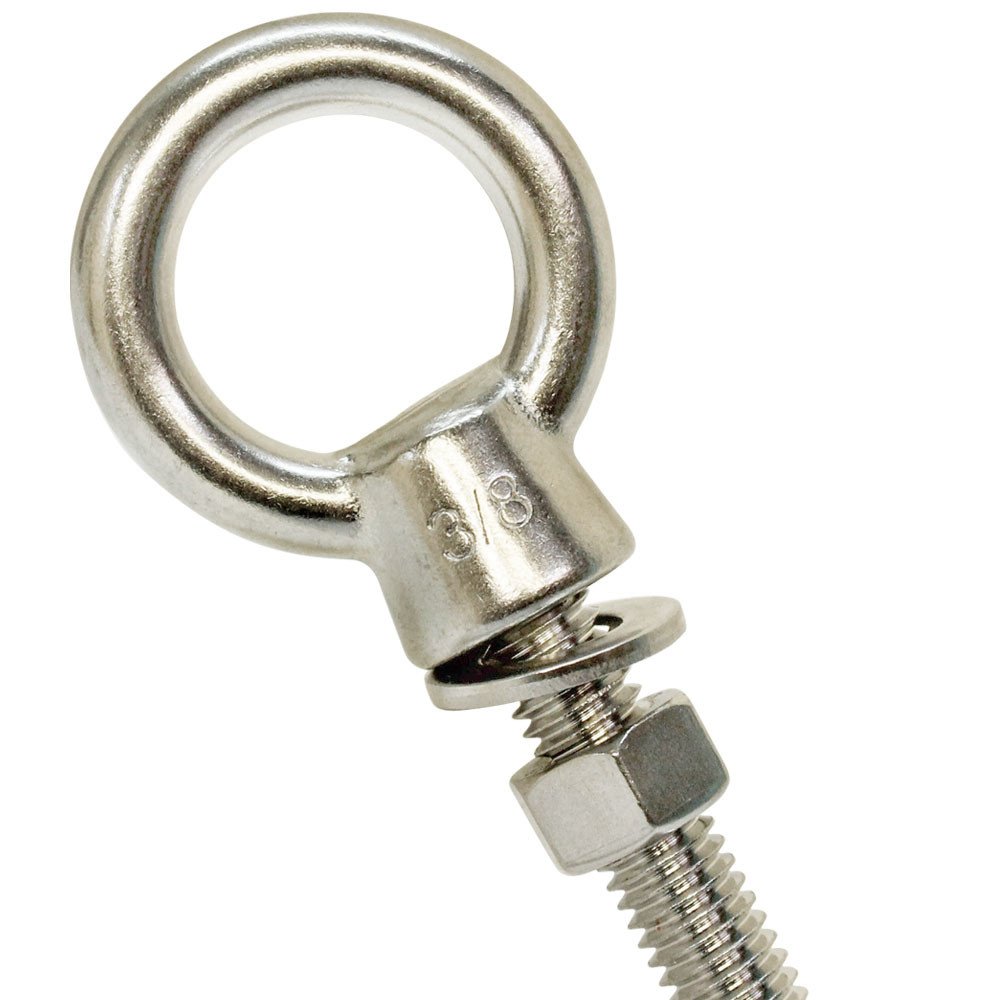 3/8 Inch x 6 Inch Stainless Steel Marine Shoulder Eye Bolt Capacity 1,000 Pounds