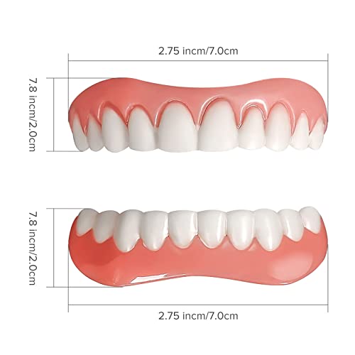 2 PCS Veneers Dentures Socket for Women and Men, Dental Veneers for Temporary Tooth Repair Upper and Lower Jaw, Protect Your Teeth and Regain Confident Smile, Bright White-2