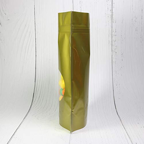 Double-Sided Matte/Glossy Color with Clear Round Window Stand-Up Pouch (6.3" x 8.7", Glossy Gold | 100 Bags)
