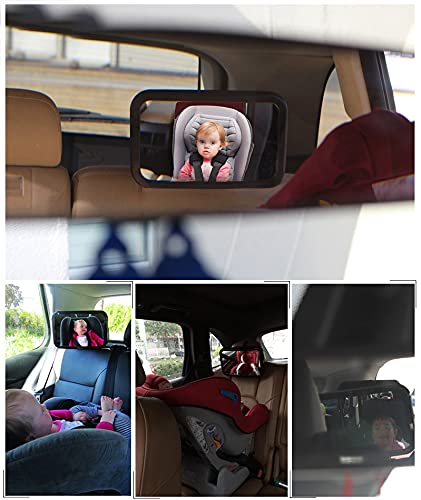 Baby Car Mirror, 2 Pack Large Safety Car Seat Mirror, Baby Car Seat Mirror for Rear Facing Infant Child with Wide Crystal Clear View, Rear View Mirror