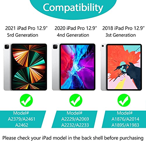 OCYCLONE Compatible with iPad Pro 12.9 Case 2021 2020 2018, 7 Viewing Angles Magnetic Stand with Pencil Holder Protective Case for iPad Pro 12.9 inch 5th 4th 3rd Gen, Blue