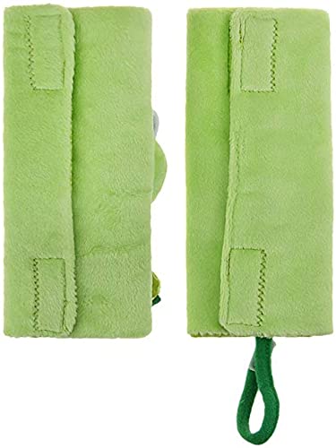Baby Car Seat Belt Strap Covers -Double Sided Cartoon Animal Soft Infant Seat Belt Shoudler Pads for Baby (Green Frog)