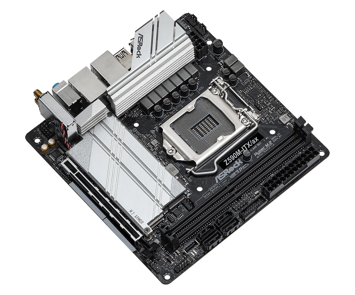 ASROCK Z590M-ITX/AX LGA1200/ Intel Z590/ DDR4/ SATA3&USB3.2/ M.2/ WiFi&Bluetooth/Mini-ITX Motherboard