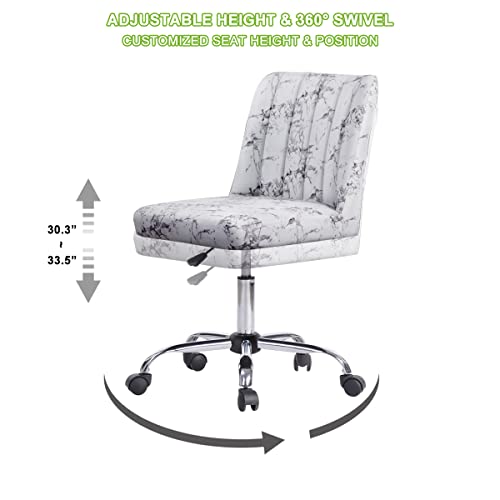 Geniqua Fabric Office Chair Adjustable Height Casters Computer Task Chair Swivel Home Office, Marble