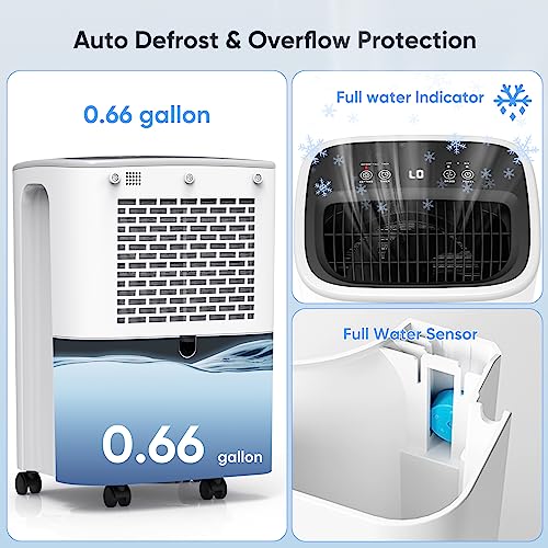 2500 Sq. Ft 30 Pint Dehumidifier, COLAZE DH01 Energy Star Dehumidifiers with Drain Hose for Home Basement Bedroom Bathroom, Auto Defrost & Overflow & Timer & Dry Function with 0.66 Gal Bucket