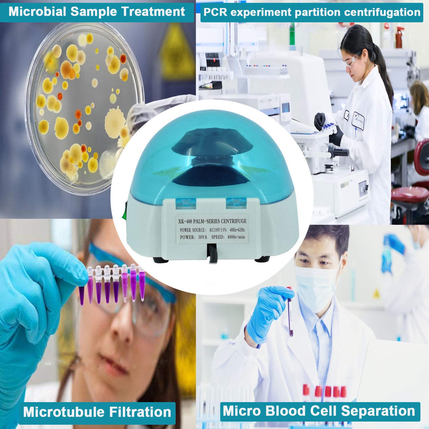 𝟐𝟎𝟐𝟑 𝐔𝐩𝐠𝐫𝐚𝐝𝐞𝐝 Mini Lab Centrifuges Machine, 𝟒𝟎𝟎𝟎𝐫𝐩𝐦 Mini Portable Desktop Centrifuge Laboratory, 2 Rotors for 2ml/1.5ml/0.5ml/0.2ml Centrifuge Tubes - 110v