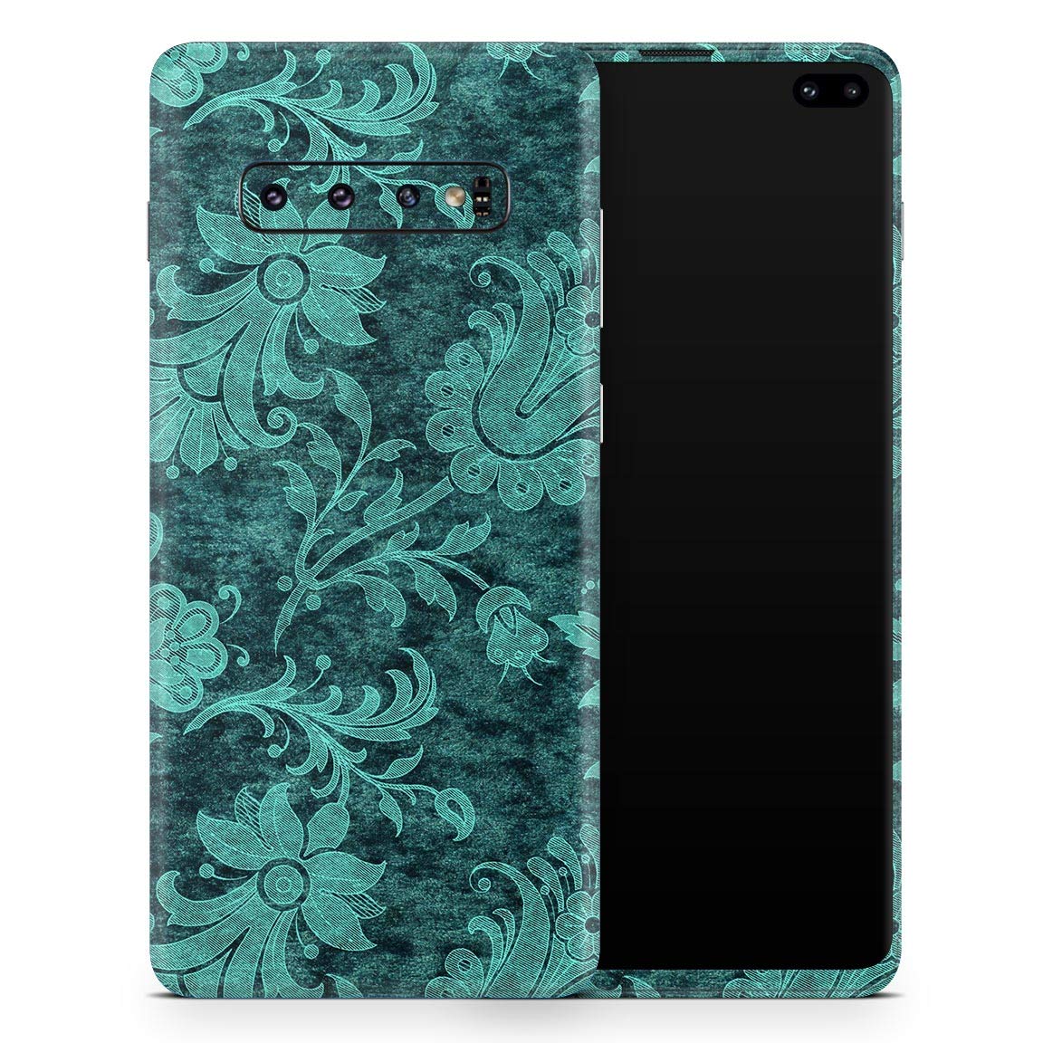 DesignSkinz Green and Teal Floral Velvet v3 Protective Vinyl Decal Wrap Skin Cover Compatible with The Samsung Galaxy S20 (Screen Trim & Back Glass Skin)