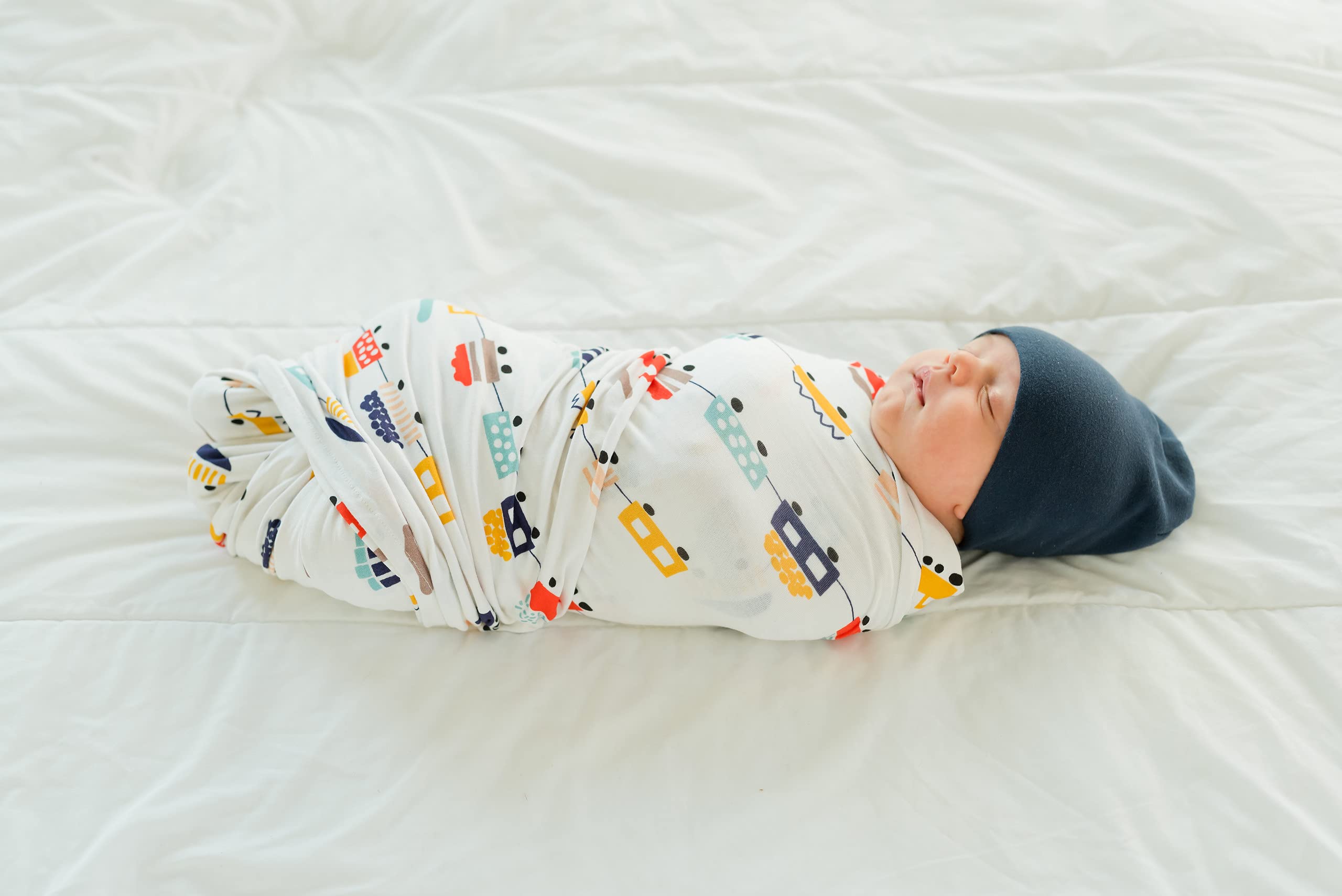 ADDISON BELLE – 2 Pack Swaddle Blanket – 100% Muslin Cotton Newborn Swaddle for Baby Boy/Girl – Soft Lightweight Baby Wrap + Receiving Blanket – Unisex – 47” x 47” (Cars+Trains)