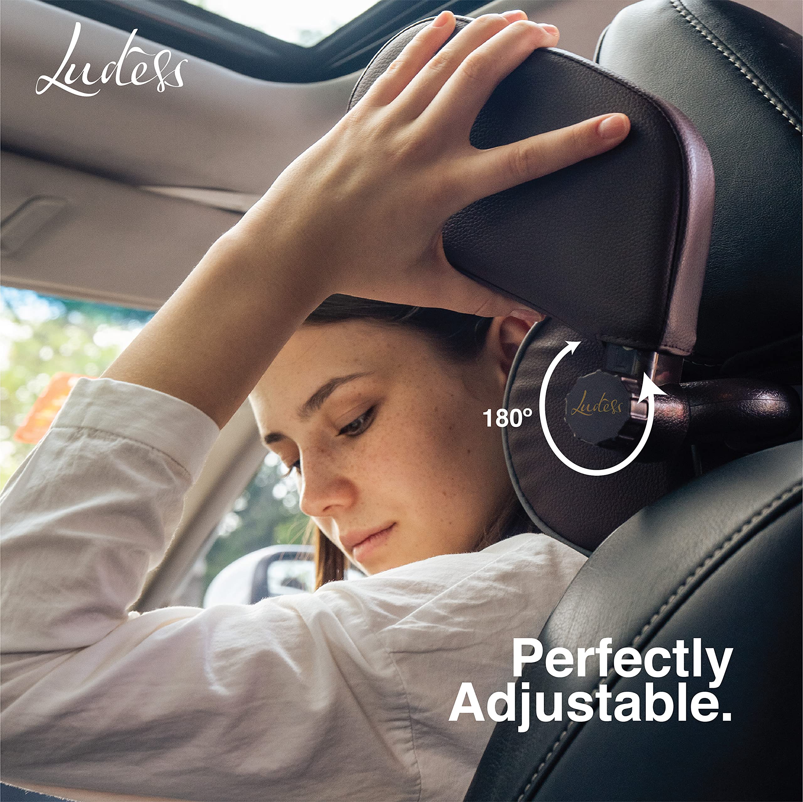 LUDESS Car Headrest Pillow, Car Neck Pillow, Roadpal Adjustable Headrest, Car Seat Head Support, Road Pal Headrest, Car Seat Headrest Pillow, Neck Pillow for Car