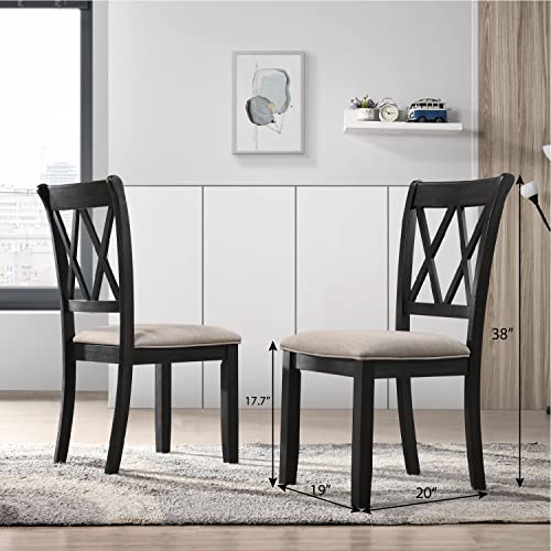 Roundhill Furniture Windvale Fabric Upholstered Dining Chair, Set of 2, Black