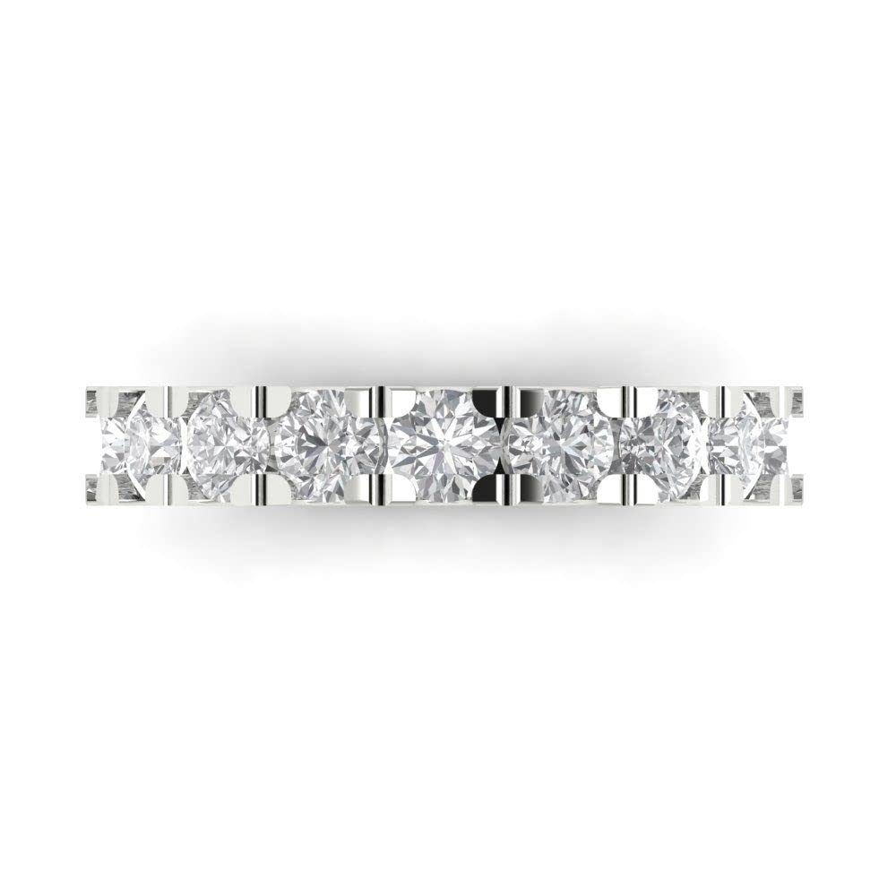 1.53 ct Round Cut Clear Simulated Diamond 14k White Gold Stackable Wedding Engagement Designer Anniversary Ring Band Sz 9.5