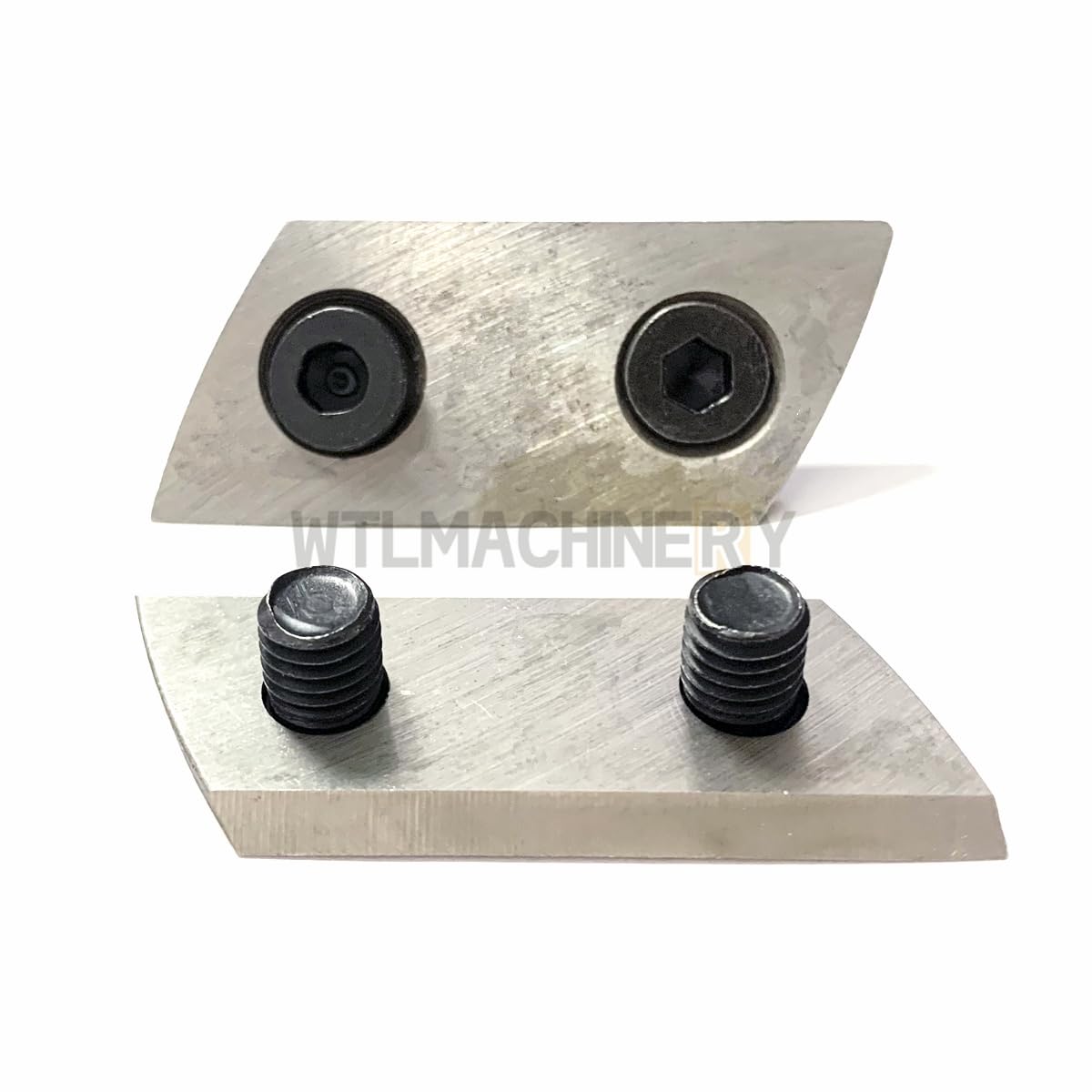 10 Sets Garden Shredder Chipper Blades (20pcs) + Screws (40pcs) Wood Chipper Knives Curved for Wood Chipper Machine Replacement Part Hole Pitch: 34mm