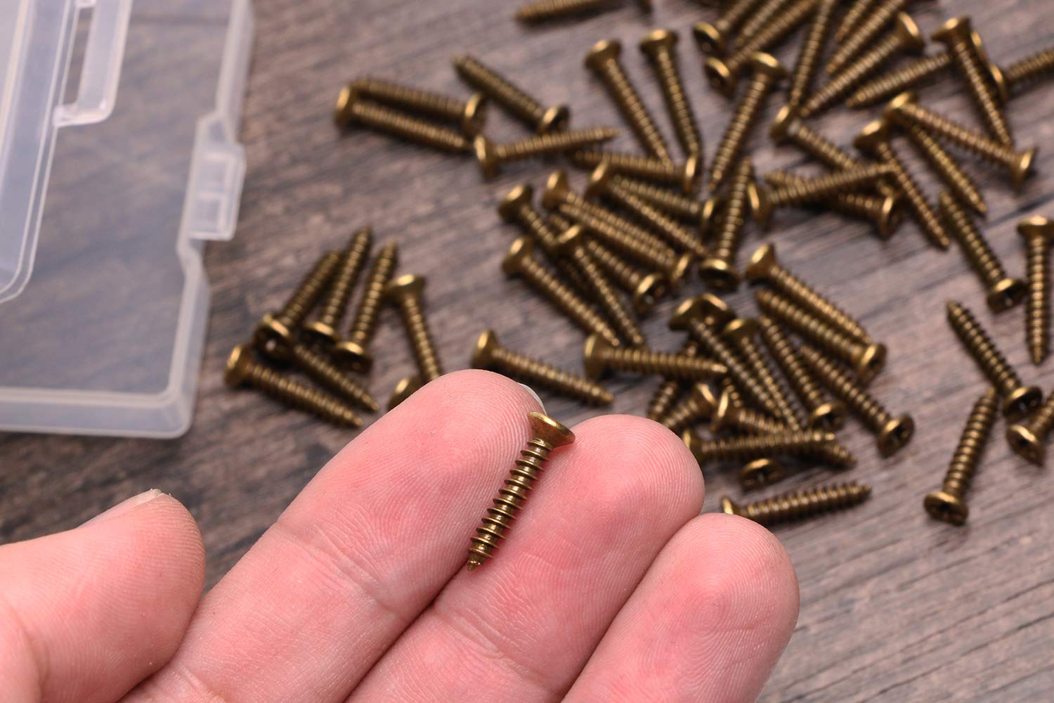 Mini Skater M3 ×16mm Bronze Cross Flat Head Tapping Wood Screws with Oxide and Wax Screws, 100PCS