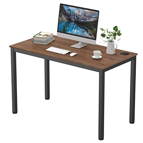 It's_Organized Study Computer Desk 47" Home Office Writing Desk, Modern Simple Style PC Table, Student Study Desk,Easy to Assemble,Black Metal Frame,Oak Black