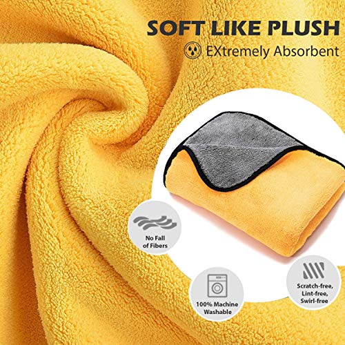 Dry Towel for Cars, (6PCS)Microfiber Extra Thick Cleaning Cloths,Car Drying Towel Scratch-Free Car Detailing Buffing Polishing Soft Super Absorbent Towel 800 GSM 12 in x24 in