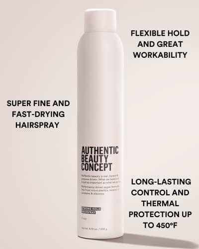 Authentic Beauty Concept Strong Hold Hairspray | Long-Lasting Control & Shiny Finish | Fast-Drying Formula | Heat Protection | All Hair Types | 9.10 oz.