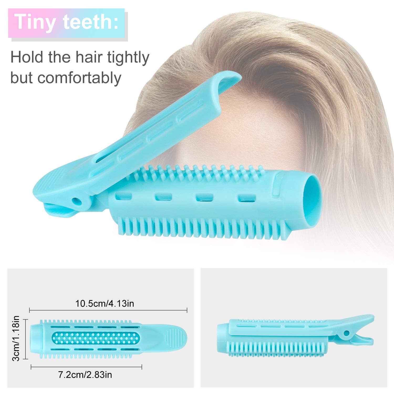 6pcs Volumizing Hair Root Clips, Magicalmai Instant Volume Clip Upgrade Natural Fluffy Volumizer Clips for Women Girls Thin Curly Styling with 2pcs Roller Tools- Pink & Blue