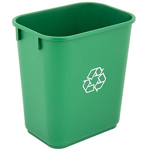 13 Qt. / 3 Gallon / 11 Liters Green Rectangular Recycling Wastebasket.Kitchen Waste Container Commercial Trash Can Recycle Bin