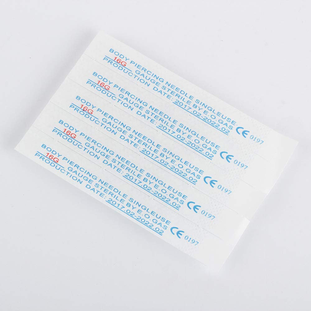 16G 100 Pieces Body Ear Navel Nose Lip Nipple Piercing Needles, Tattoo Supplies