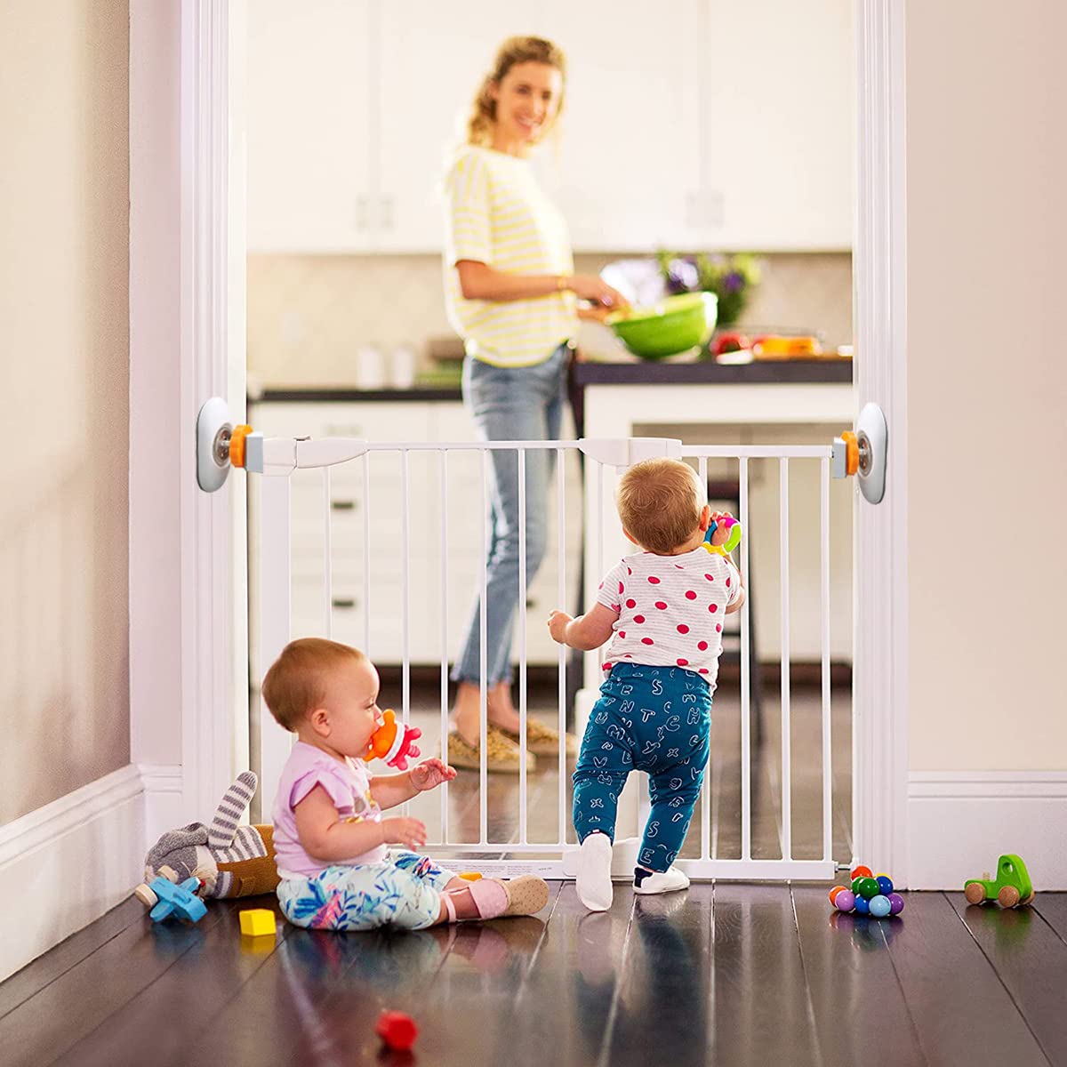 4 Pack Baby Gate Wall Protector, Protect Walls & Doorways for Pet & Dog Gates, Pressure Mounted on Stair Gate, No Screw Need