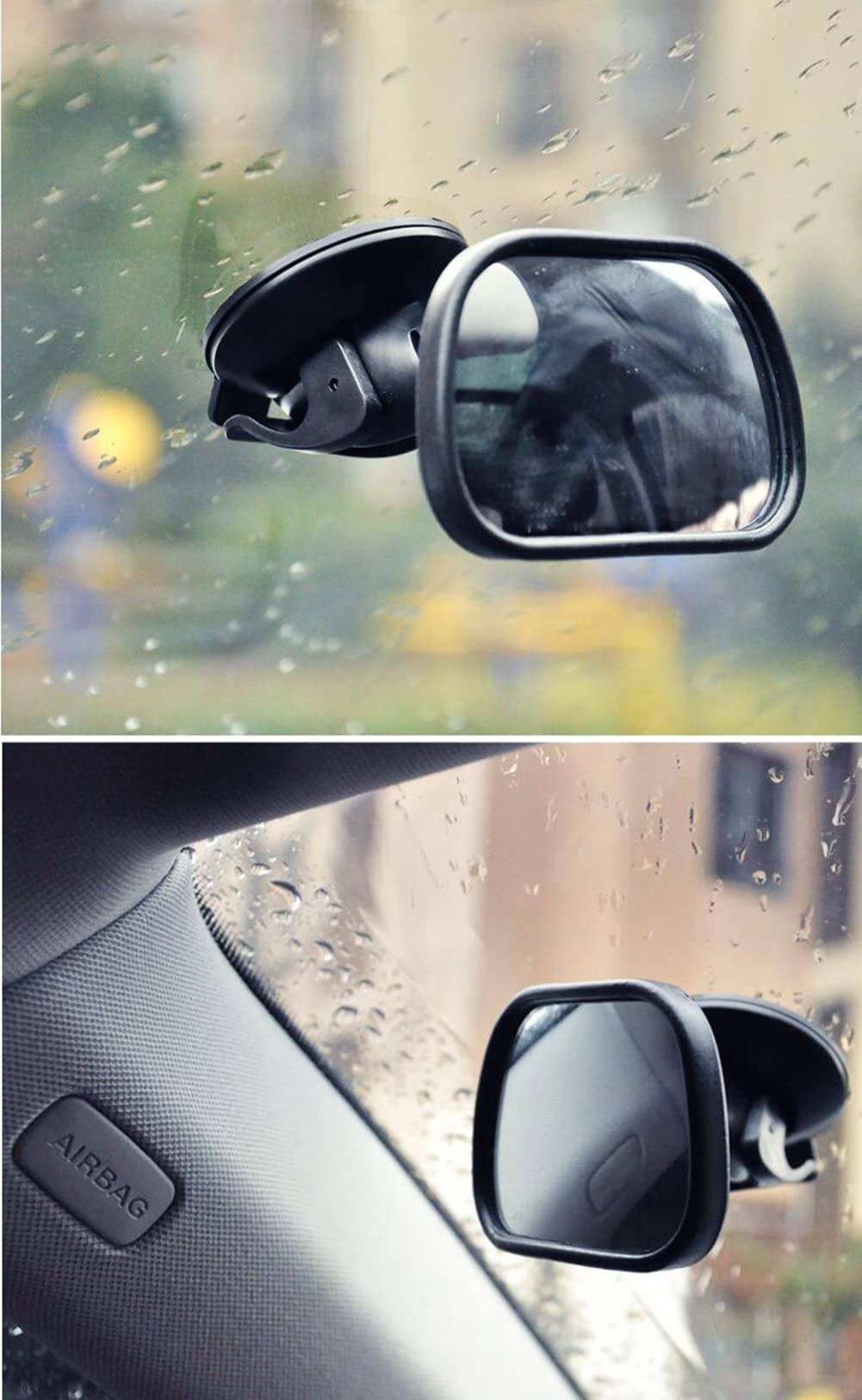 1Set Black 360 Degree Adjustable Safety Baby Child Backseat Mirror Shatter-Proof Acrylic Baby Mirror Car Rearview Toddler Suction Visor Mirror Baby View Mirror for Auto Back Seat