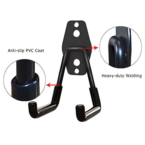 2 Pack Garage Storage Utility Hooks,Garage Garden Tool Organizer,Steel Wall Mount Hooks, Garden Small U Hooks (Black)