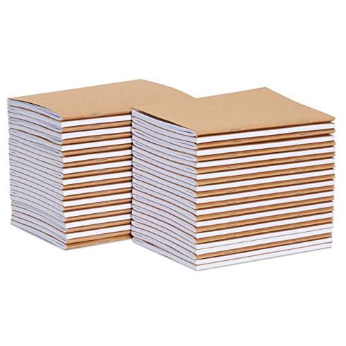 48 Pack Mini Blank Notebooks Bulk, Unlined Kraft Paper Sketchbook Journals for Kids, Students, Drawing, Writing (4.3 x 5.6 In, 24 Sheets Each)