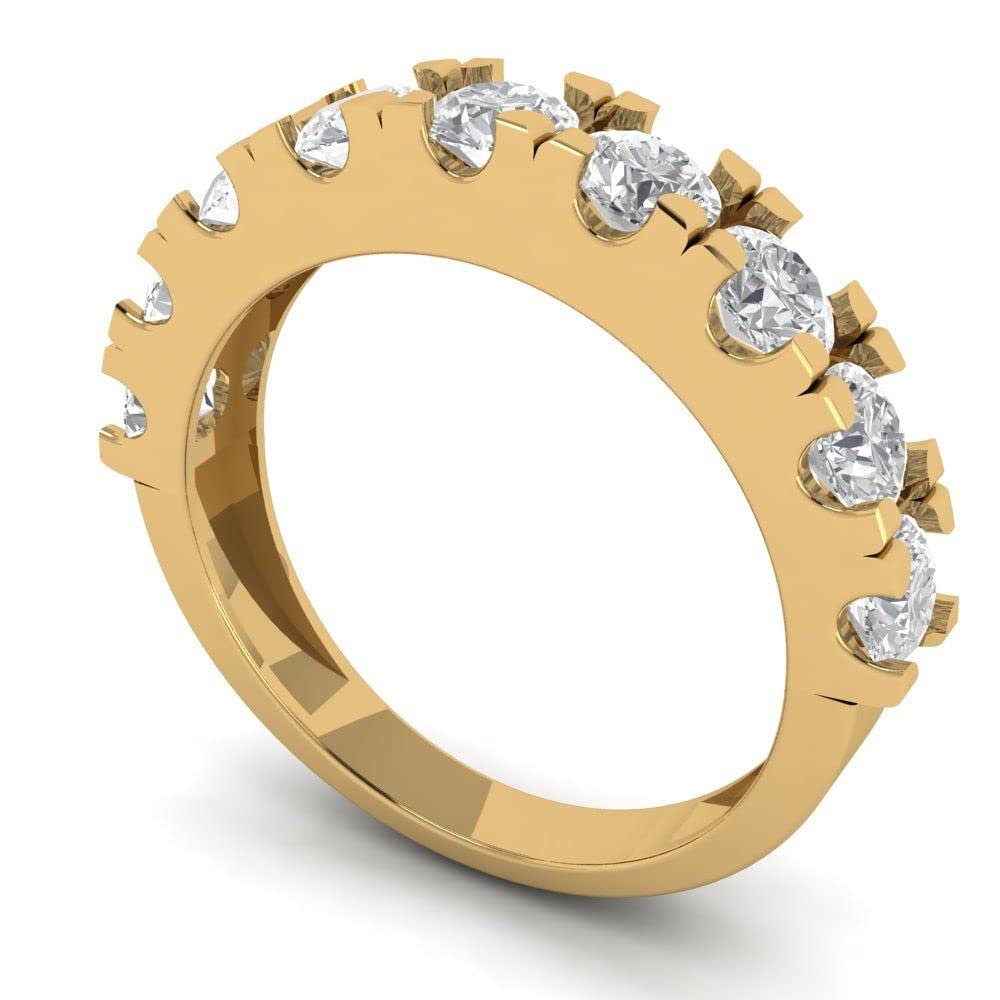1.44 Carat Round Cut Zircon 14k Yellow Gold Stackable Designer Art Deco Everlasting Danity Statement Ring Band Sz 7.5