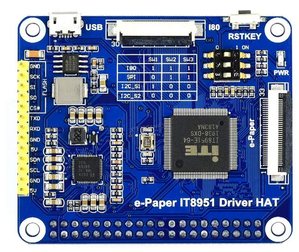 13.3inch e-Paper e-Ink Display HAT for Raspberry Pi Resolution 1600×1200 Black/White 16 Grey Scales USB/SPI / I80 Partial Refresh Support @XYGStudy
