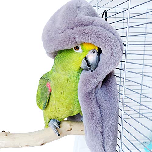 QBLEEV Cozy Corner Fleece Bird Blanket,Parrot Cage Snuggle Hut Cuddle Nest Hanging Toy,Small Animals Shelter Covers Plush Bedding for Parakeet Cockatiel Lovebirds Pigeon Eclectus