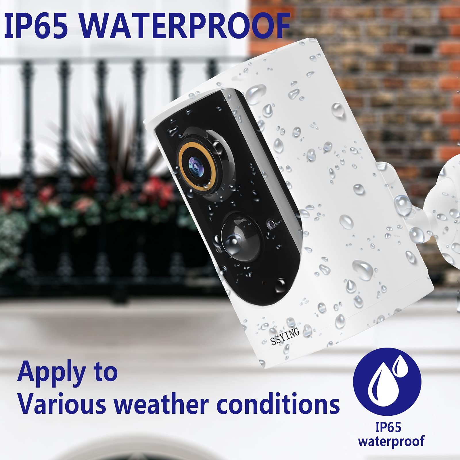 1080P Battery Home Security Camera System, Wire-Free Outdoor Security Camera System, Security Camera Outdoor Wireless WiFi, IP65 Waterproof, HD Night Vision,2-Way Audio(for iOS and Android) (White)