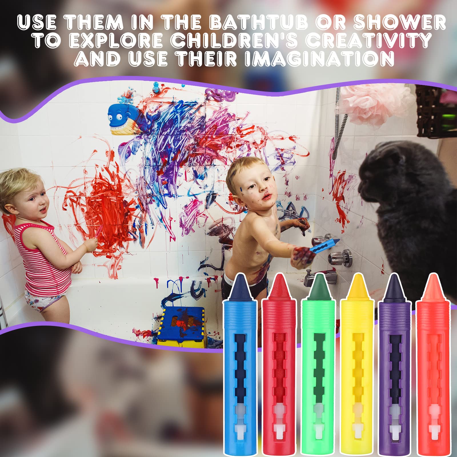24 Pieces Bathtub Crayons Bath Crayons Washable Easy Clean Bathtime Crayons Colorful Bathtub Markers Toys Shower Crayons Bath Paint for Easter Basket