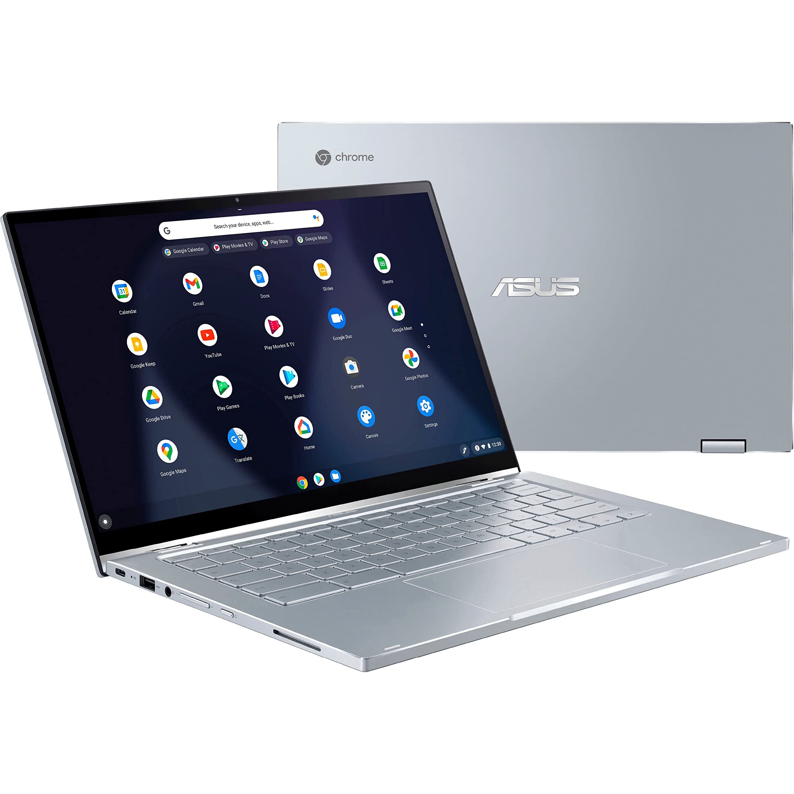 ASUS Chromebook Flip C433 14" FHD Touchscreen 2-in-1 Laptop, Intel Core m3-8100Y up to 3.4GHz, 8GB RAM, 48GB Storage (32GB eMMC + 16GB Flash Drive), 802.11AC WiFi, Backlit Keyboard, Silver, Chrome OS
