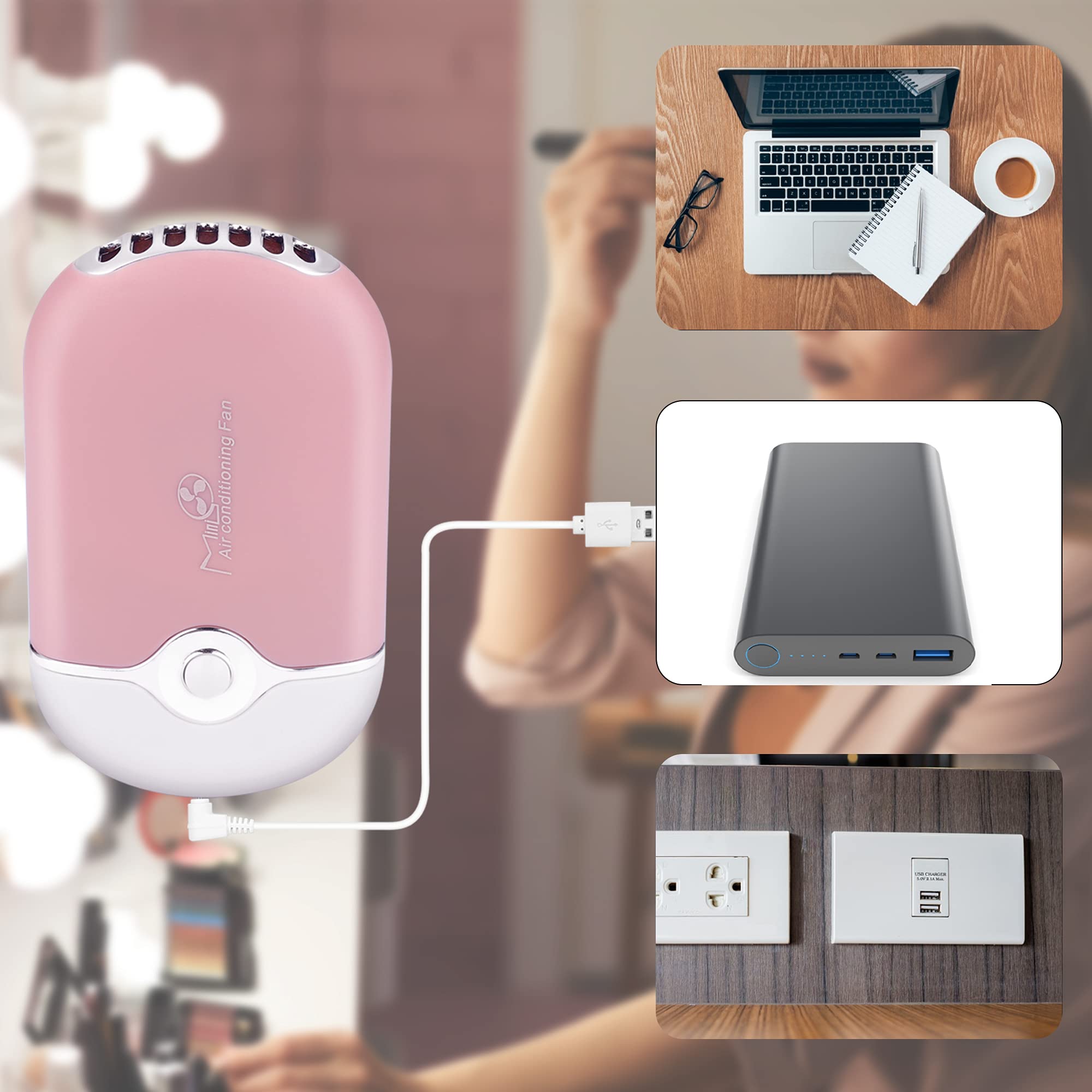 Afounda USB and Mini Portable Fans,Rechargeable Electric Handheld Air Conditioning Cooling Refrigeration Fan for Eyelash,Eyelash Extension,Nail Dryer(Pink)