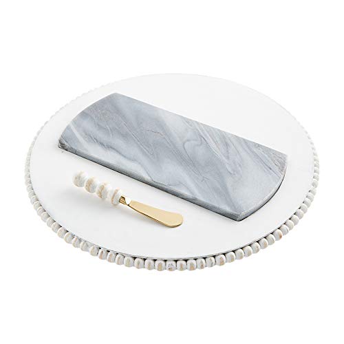 Mud Pie Bead and Marble Serving Board Set, 14" Dia | Spreader 5 1/2", Multi