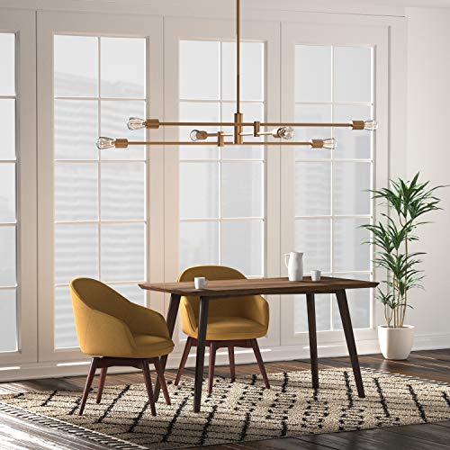 Amazon Brand β Rivet Mid-Century Modern Metal Rod Ceiling Pendant Light Chandelier - 48.9" x 42.6" x 43. 1", Brass