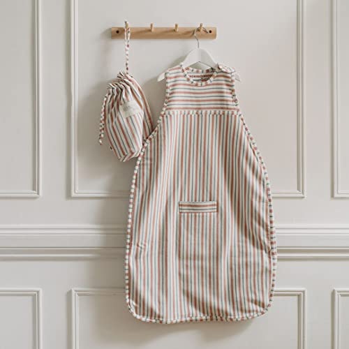 Merino Kids Duvet-Weight Baby Sleep Bag for Babies 0-2 Years, Misty Rose/Grey Stripe