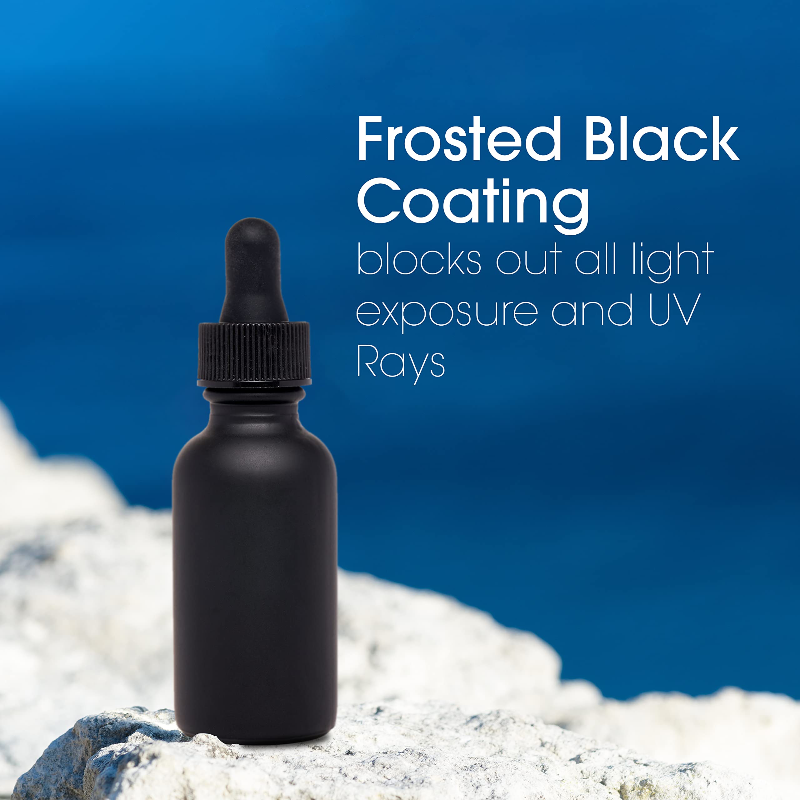 24 Pack Black Coated Boston Round Essential Oils Aromatherapy Glass Bottles Jar With Black dropper cap, 1oz