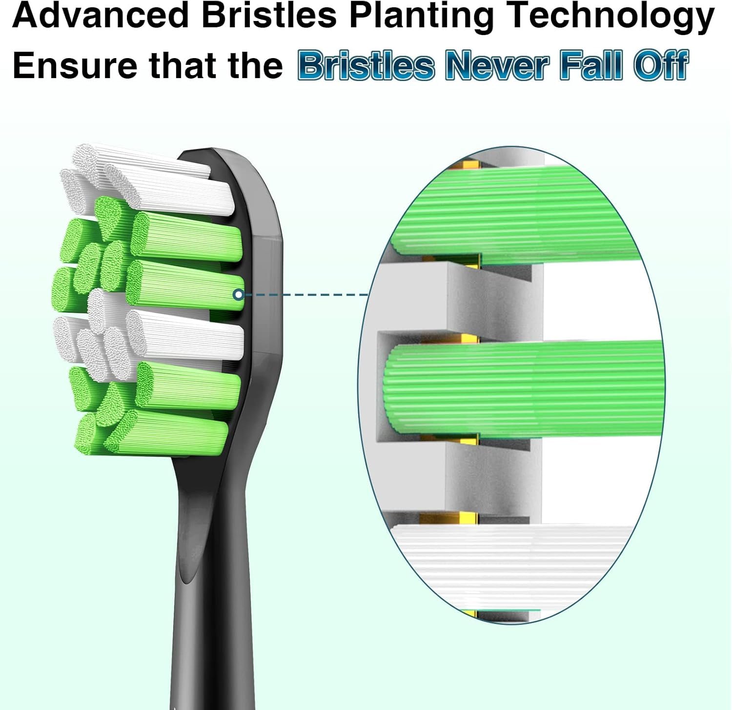 Aoremon Replacement Brush Heads for Sonicare - Electric Toothbrush Heads Compatible with Philips Sonicare W 6100 5300 4100 & Most Snap-on Toothbrush Modle, Black 10PCS
