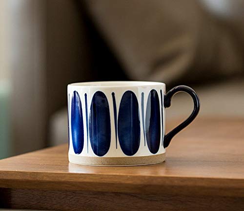 Koja Hand Painted 15 oz. Porcelain Ceramic Mugs Set. Service for 4.