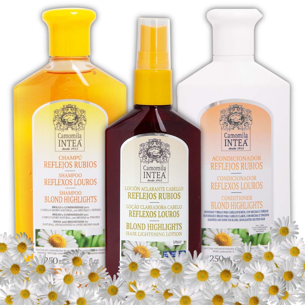 Camomila Intea Shampoo and Conditioner Set - Highlights Enhancer made with Natural Chamomile Extract - Hair Lightener Lotion INCLUDED