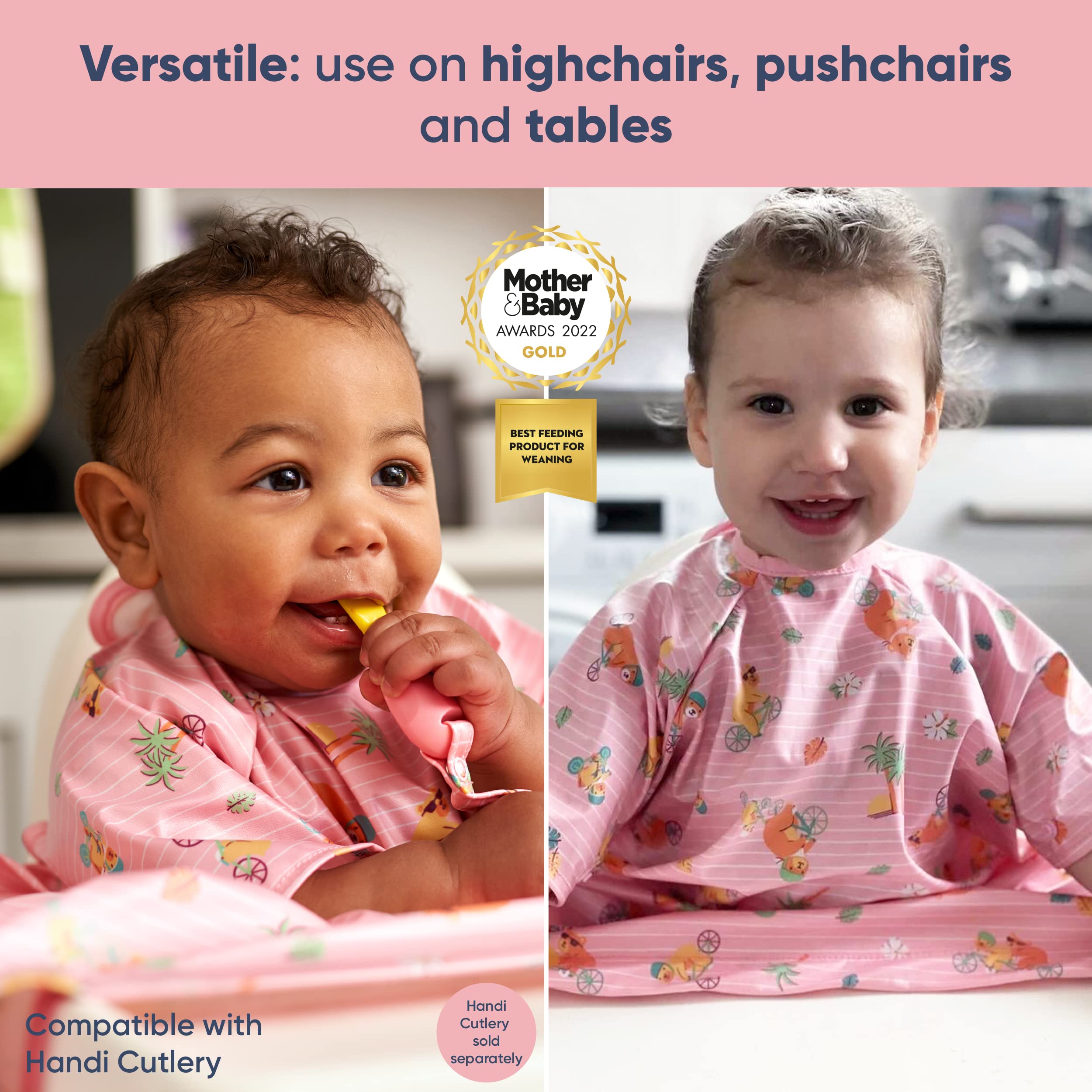 BIBaDO - Short Sleeve Baby Bibs - Babies & Toddlers 6-36 Months - Coverall Baby Led Weaning Bib - Easy Wipe, Soft, Waterproof