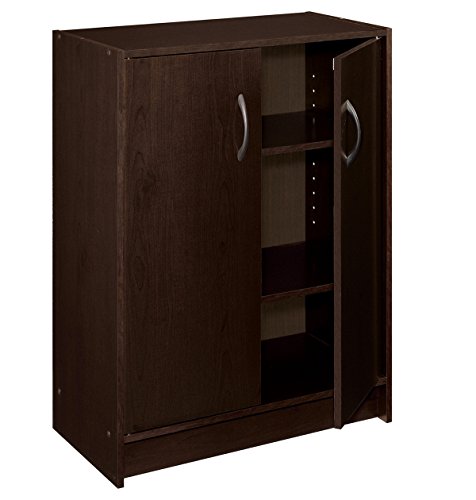 ClosetMaid Pantry Cabinet Cupboard with 2 Doors, Adjustable Shelves Standing, Storage for Kitchen, Laundry, or Utility Room, Espresso & 8925 2-Door Stackable Laminate Organizer, Espresso