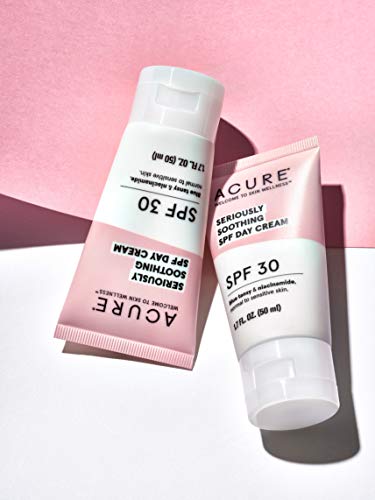 Acure Seriously Soothing SPF 30 Day Cream | 100% Vegan | For Dry to Sensitive Skin | Blue tansy & Niacinamide - Soothes & Provides Sunscreen | 1.7 Fl Oz