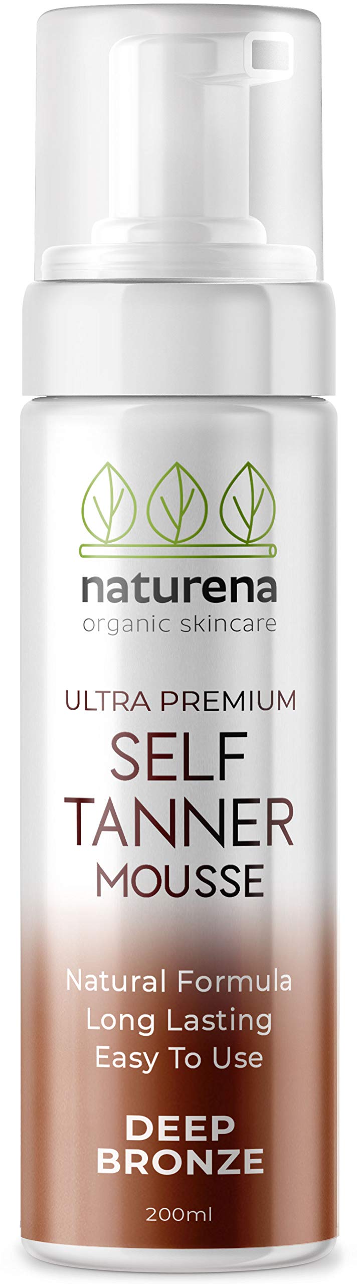 naturena Self Tanner Tanning Mousse with Organic & Natural Ingredients, Tanning Lotion, Sunless Tanning Lotion for Darker Bronzer Skin, 6.7 Fl Oz