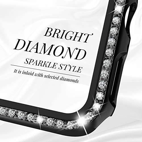 Recoppa Compatible for Apple Watch Case with Screen Protector for Apple Watch 44mm Series 6/5/4/SE, Bling Crystal Diamond Rhinestone Ultra-Thin Bumper Full Cover Protective Case for Women Girls iWatch