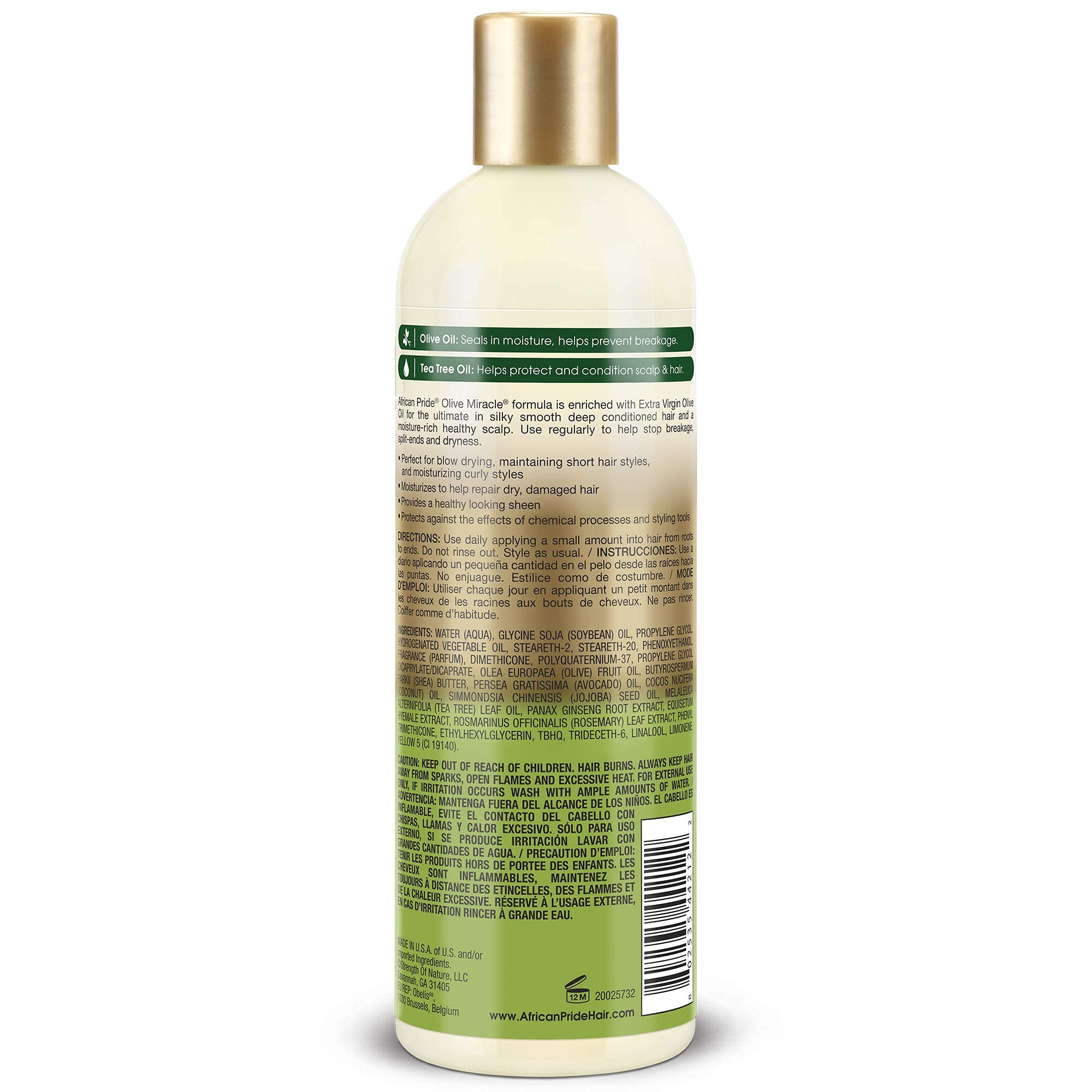 African Pride Olive Miracle Hair Moisturizing Lotion (3 Pack) enriched with olive and tea tree oil to prevent damage and seal in moisture,12oz